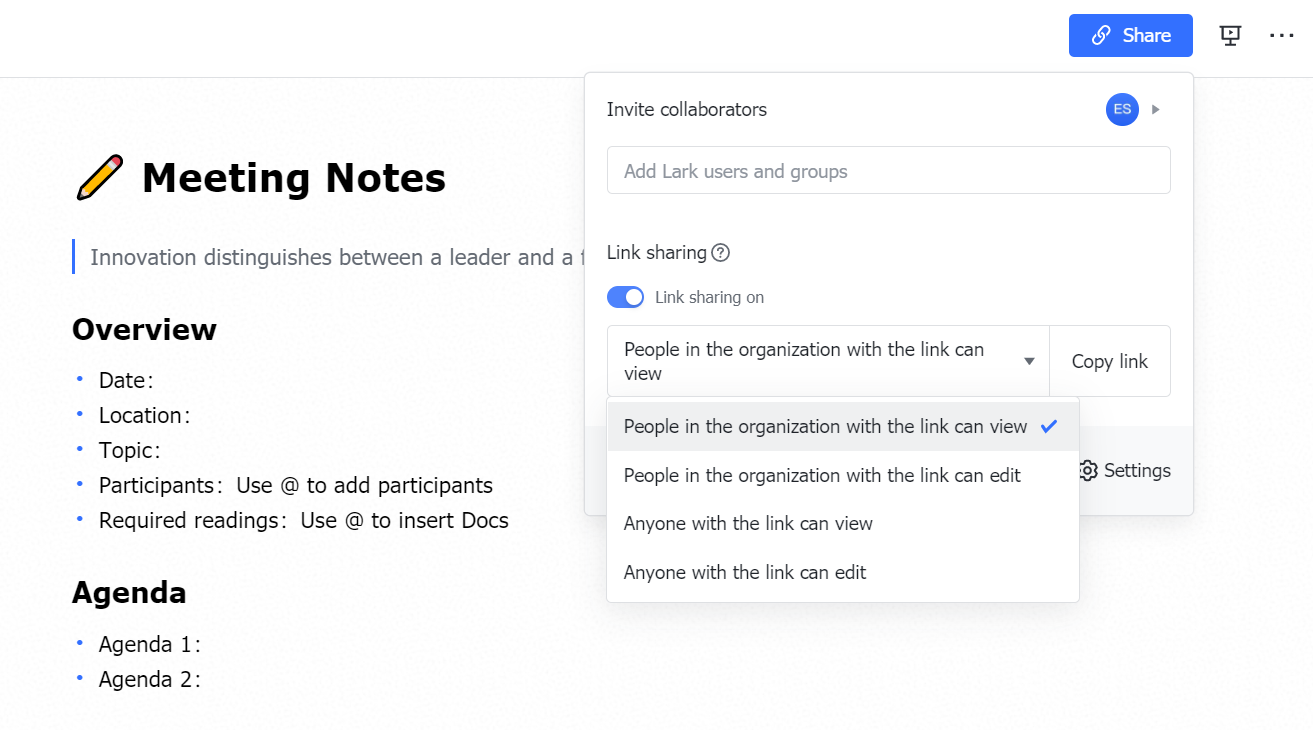 How to share a Lark Doc to create and collaborate with external users ...