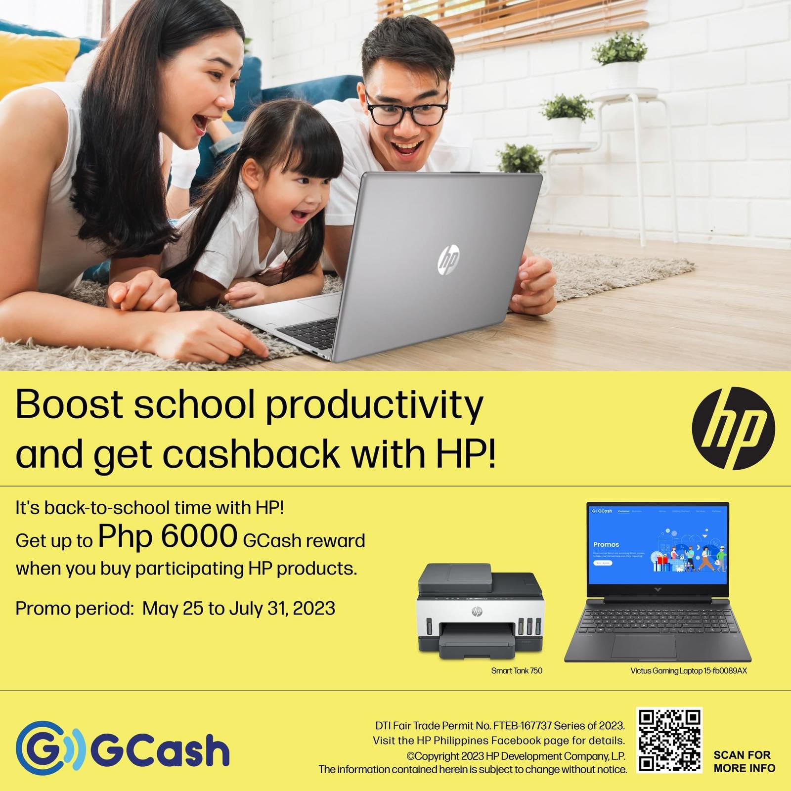 Up to P2,000 gcash cashback can be yours with an HP Smart Tank Printer