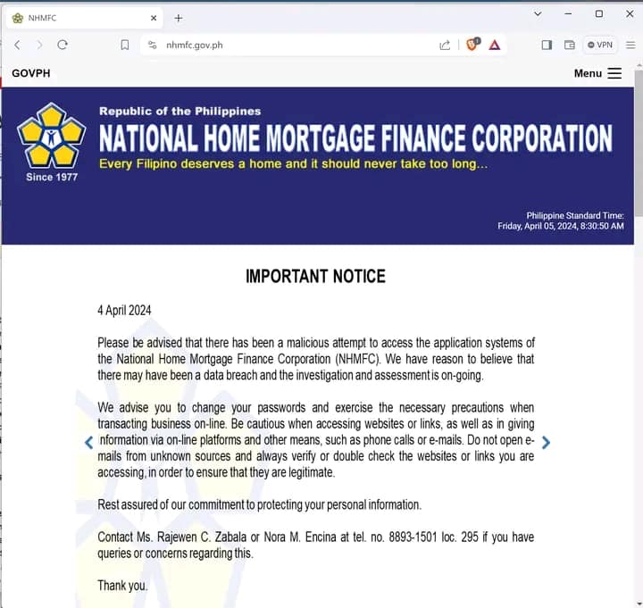 NHMFC reports possible data breach in application systems