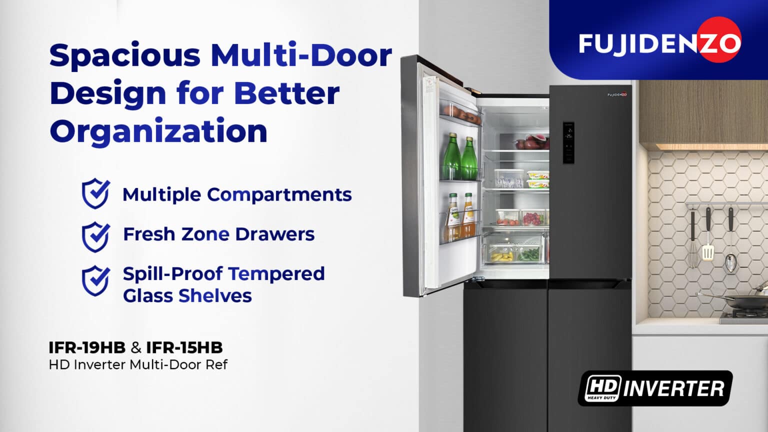 This Fujidenzo HD Inverter Multi-Door Fridge fits your lifestyle with ...