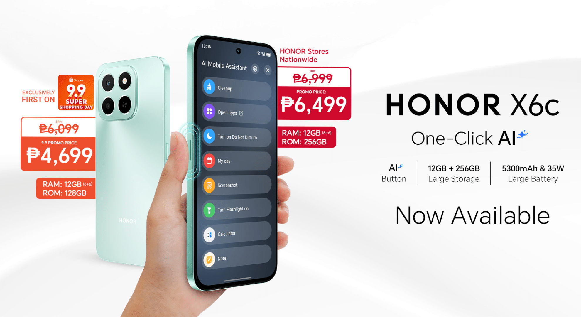 Get your AI-powered, large storage HONOR X6c for as low as P9 this Shopee 9.9 Super Shopping Day