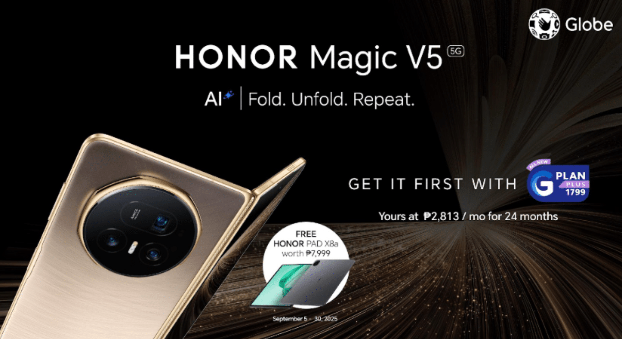 HONOR Magic V5 is now official with Globe via All-New GPlan PLUS 1799 ...