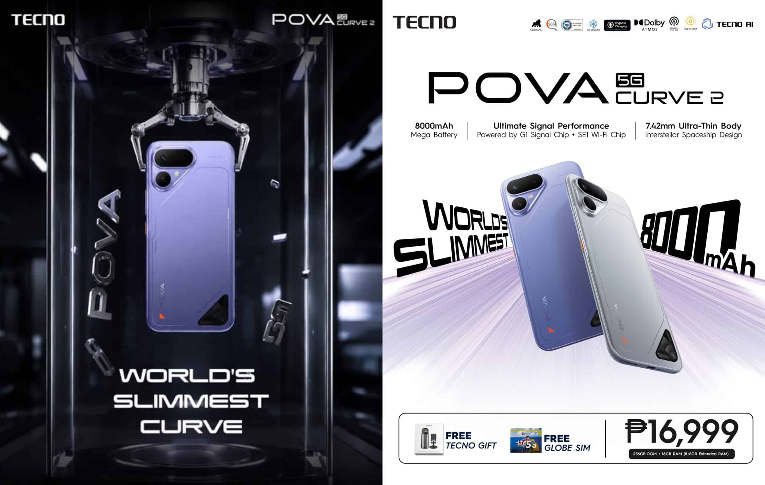 TECNO launches POVA Curve 2 5G in the Philippines: Slimmest 5G AI phone ...